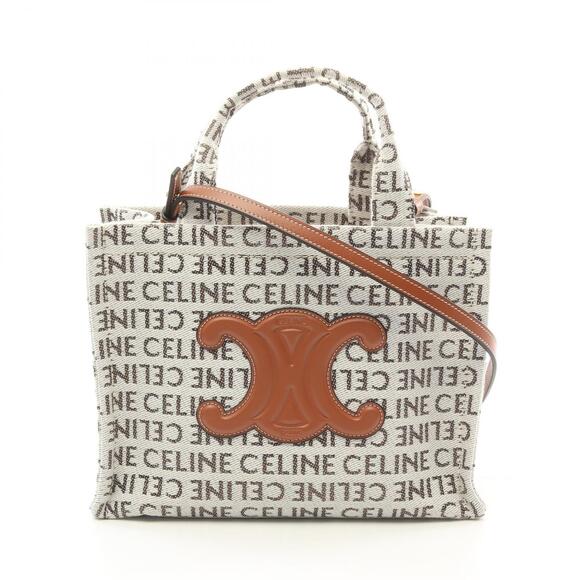 Celine | Bags | Celine Cabas Tais Tote Bag Canvas Leather White Brown ...